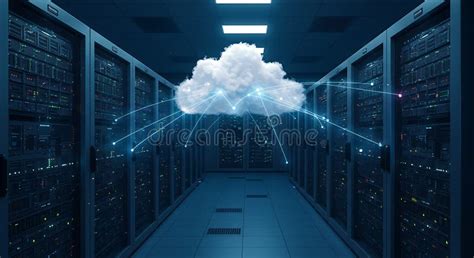 Cloud Computing Network Connecting To Data Servers In Room Stock Illustration Illustration Of