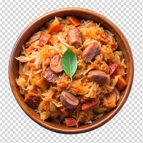 투명한 배경에 고립 된 비고스 고추의 전통적인 폴란드 요리 프리미엄 Ai 생성 Psd