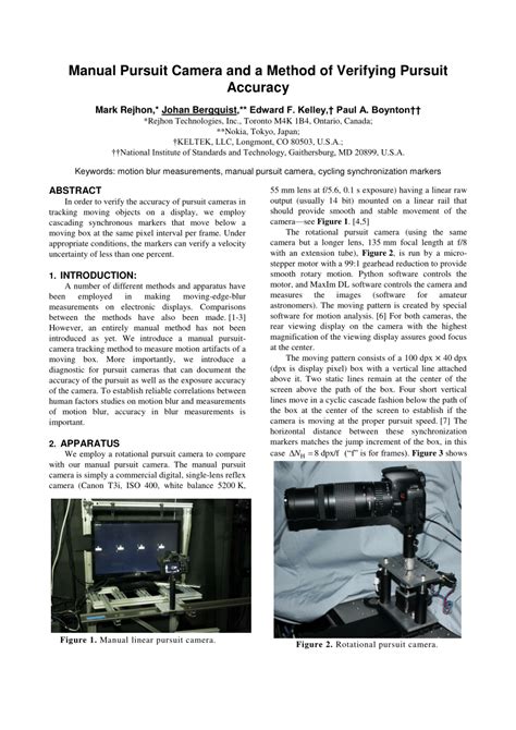Pdf Manual Pursuit Camera And A Method Of Verifying Pursuit Accuracy