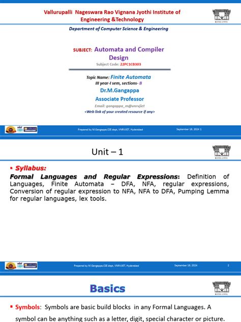 Acd Unit1 Pdf Automata Theory String Computer Science