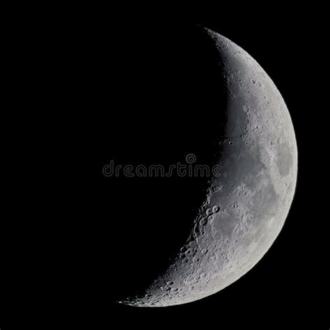 Waning Crescent Moon Phase Sharp Details Stock Image Image Of High Telescope 285353177