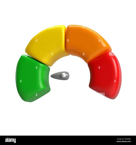 3d Icon Speedometer Meter With Arrow For Dashboard With Green Yellow Orange And Red Indicators