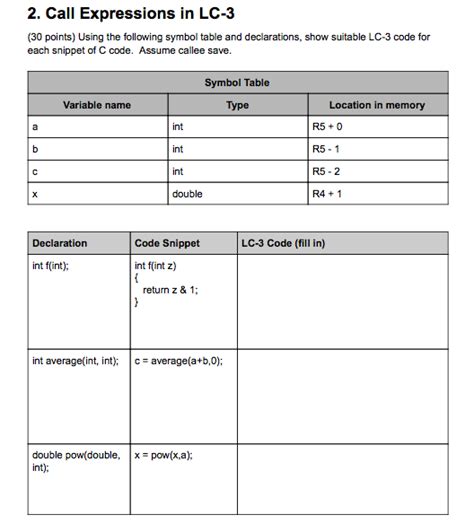 solved using the following symbol table and declarations