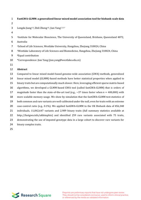 Pdf Fastgwa Glmm A Generalized Linear Mixed Model Association Tool For Biobank Scale Data