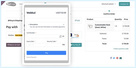 Odoo Website Wallee Payment Acquirer WebKul