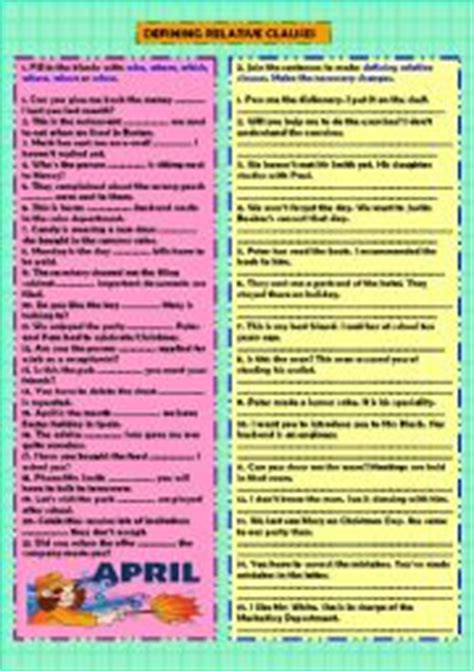 DEFINING RELATIVE CLAUSES EXTRA PRACTICE B W VERSION KEY INCLUDED