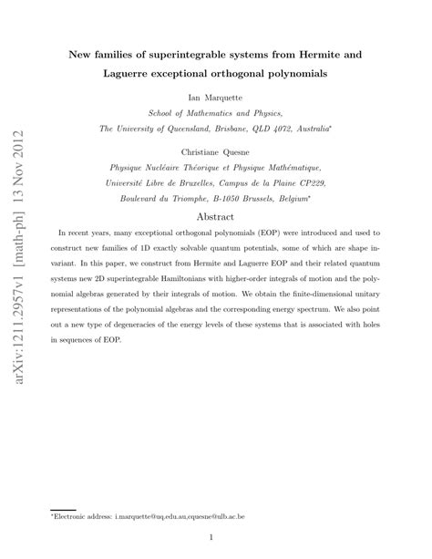 Pdf New Families Of Superintegrable Systems From Hermite And Laguerre
