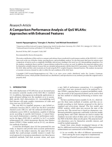 Pdf A Comparison Performance Analysis Of Qos Wlans Approaches With Enhanced Features