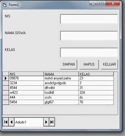 Kepiting Sumur Simpan Edit Dan Hapus Data Dengan ADODC