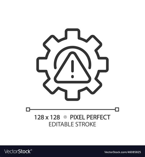 Setup Error Pixel Perfect Linear Icon Royalty Free Vector