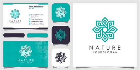 미니멀리스트 우아한 꽃 장미 로고 디자인 라인 아트 스타일 아름다움 화장품 요가 및 스파를위한 로고 로고와 명함 디자인 건강한 생활방식에 대한 스톡 벡터 아트 및 기타