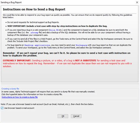 submitting a bug report