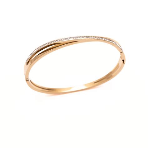 Твърда гривна с камъчета Алия златиста