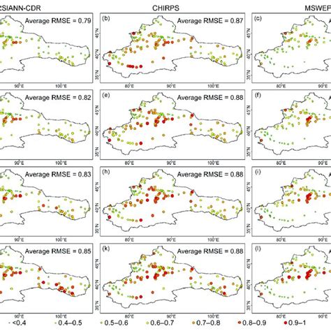 A L Spatial Distribution Of Rmse Between Satellite Products Ie Download Scientific