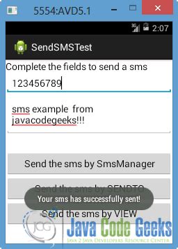 Android Sending SMS Example Java Code Geeks