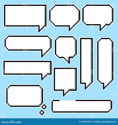 Collection Set Of Retro Game 8 Bit Line Pixel Speech Bubble Balloon