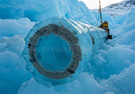 Large Blue Ice Core Sample Extraction In Glacial Setting Stock Illustration Illustration Of