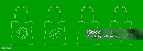 에코 유기농 패키지 플라스틱 재사용 사이클을 부패 천연 바이오 원료로 만든 녹색 윤곽 천연 잎 가방 가방에 대한 스톡 벡터 아트 및 기타 이미지 Istock