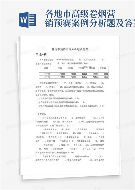 各地市高级卷烟营销预赛案例分析题及答案Word模板下载 编号qorvrprk 熊猫办公