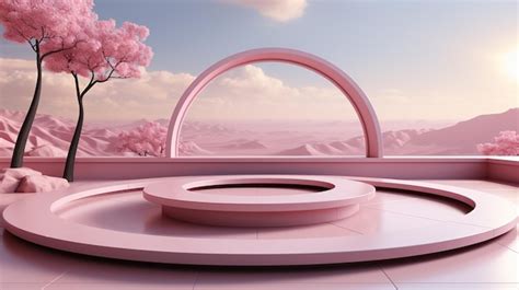 premium ai image 3d pink platform for graphic compositing generative ai