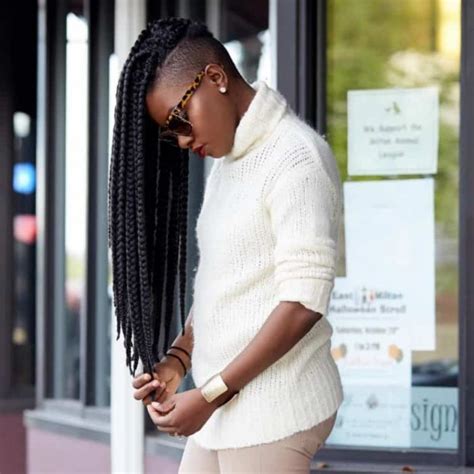 Eccentric Box Braid Hairstyles With Shaved Sides