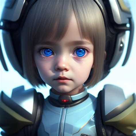 ray tracing illustrazione fotorealistica 3d surreale di una ragazza cyborg con occhi azzurri e