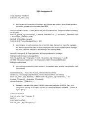 SQL Assignment 2 Docx SQL Assignment 2 Using Teradata ViewPoint