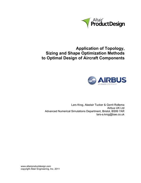 Airbus Topology Optimization Methods For Optimal Aircraft Components Pdf
