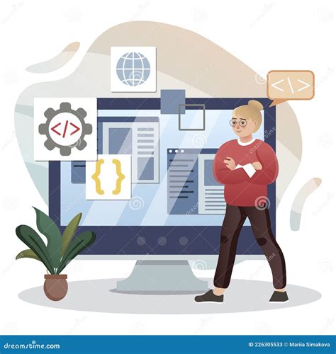 Programming Isolated Flat Style Colored Illustration School Lessons