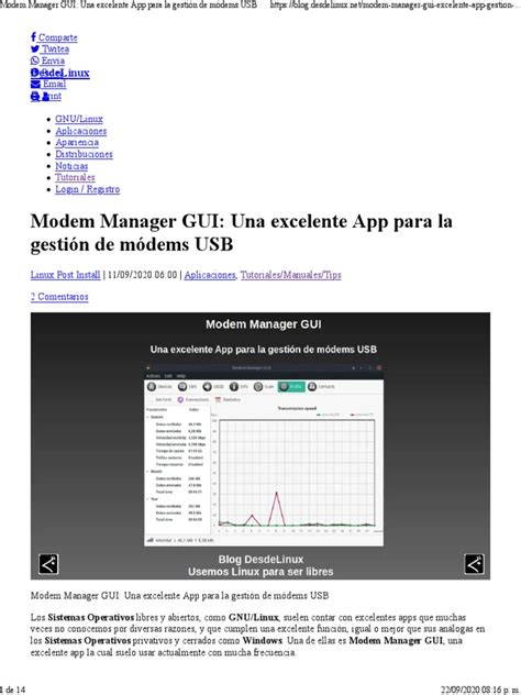 Modem Manager Gui Una Excelente App Para La Gestión De Módems Usb Pdf Módem Banda Ancha Móvil