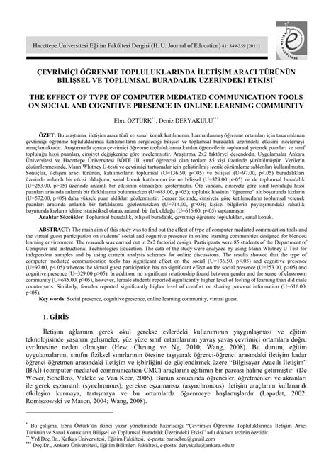 Pdf The Effect Of Type Of Computer Mediated Communication Tools On Social And Cognitive