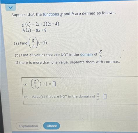solved suppose that the functions g ﻿and h ﻿are defined as
