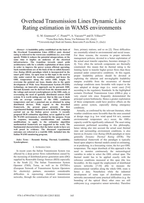 Pdf Overhead Transmission Lines Dynamic Line Rating Estimation In Wams Environments