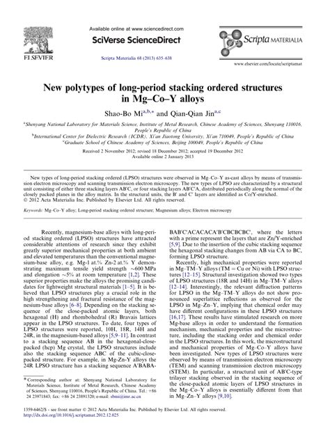 Pdf New Polytypes Of Long Period Stacking Ordered Structures In Mg Co