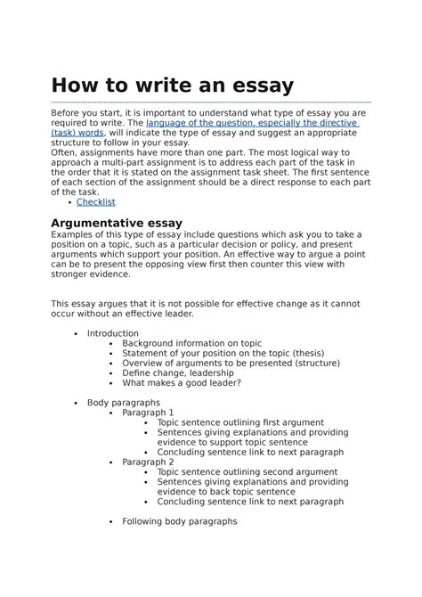 Week 3 Tut Notes How To Write An Essay Before You Start It Is