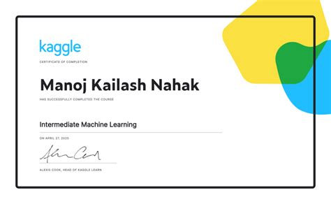 Manoj Kailash Nahak Completed The Intermediate Machine Learning Course On Manoj Nahak