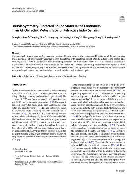 Pdf Double Symmetry Protected Bound States In The Continuum In An All