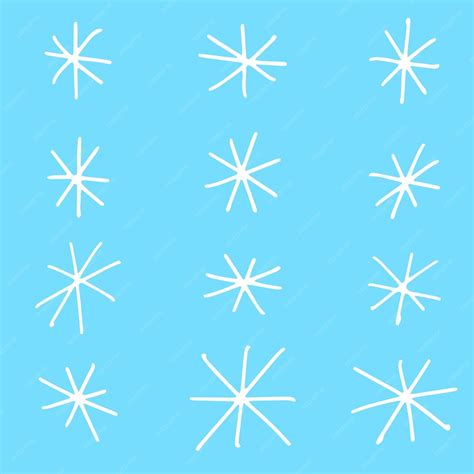 Conjunto De Copos De Nieve Simples Mano Dibujar Copo De Nieve Aislado
