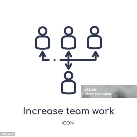 비즈니스 개요 컬렉션에서 선형 증가 팀 작업 아이콘입니다 얇은 라인은 흰색 배경에 고립 된 팀 작업 아이콘을 증가 시킨다 팀