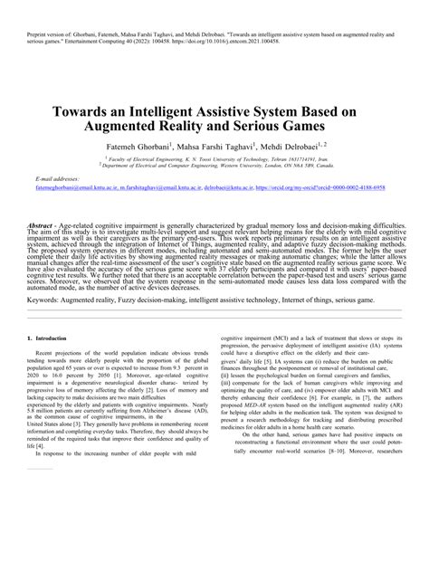Pdf Towards An Intelligent Assistive System Based On Augmented Reality And Serious Games