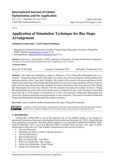 Pdf Application Of Simulation Technique For Bus Stops Arrangement