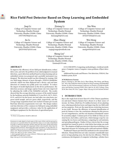 pdf rice field pest detector based on deep learning and embedded system