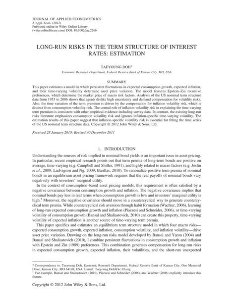 Pdf Long Run Risks In The Term Structure Of Interest Rates