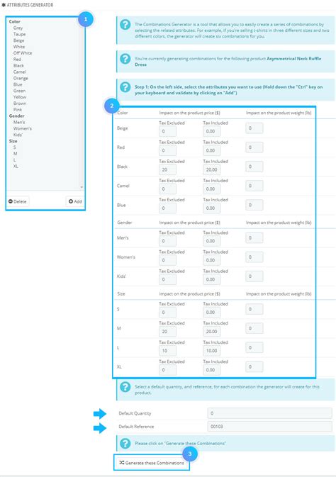 Prestashop 16 How To Manage Product Combinations Zemez Support