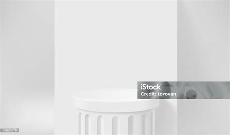 고전적인 Capitel과 함께 빈 흰색 쇼케이스 3d 벡터 프리젠 테이션 모형 0명에 대한 스톡 벡터 아트 및 기타 이미지 0명 3차원 형태 강단 Istock