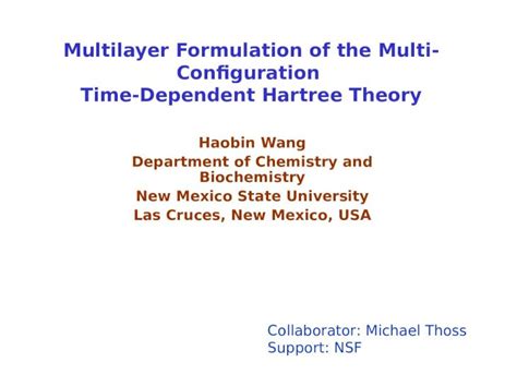 ppt multilayer formulation of the multi configuration time dependent