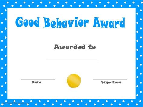 Top Good Behaviour Certificate Templates Sparklingstemware
