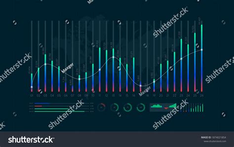 Dashboard Infographic Big Data Visualization Binary Stock Vector