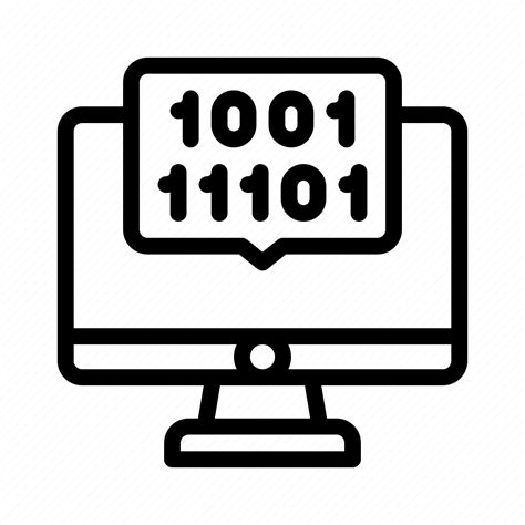 Binary Code Computer Screen Process Coding Digitalization Icon
