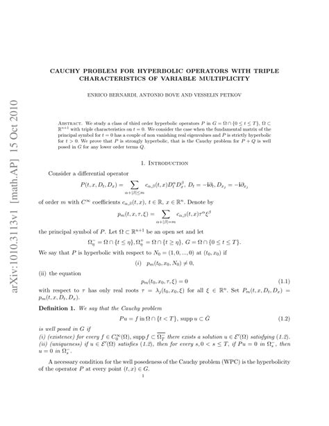 Pdf Cauchy Problem For Hyperbolic Operators With Triple